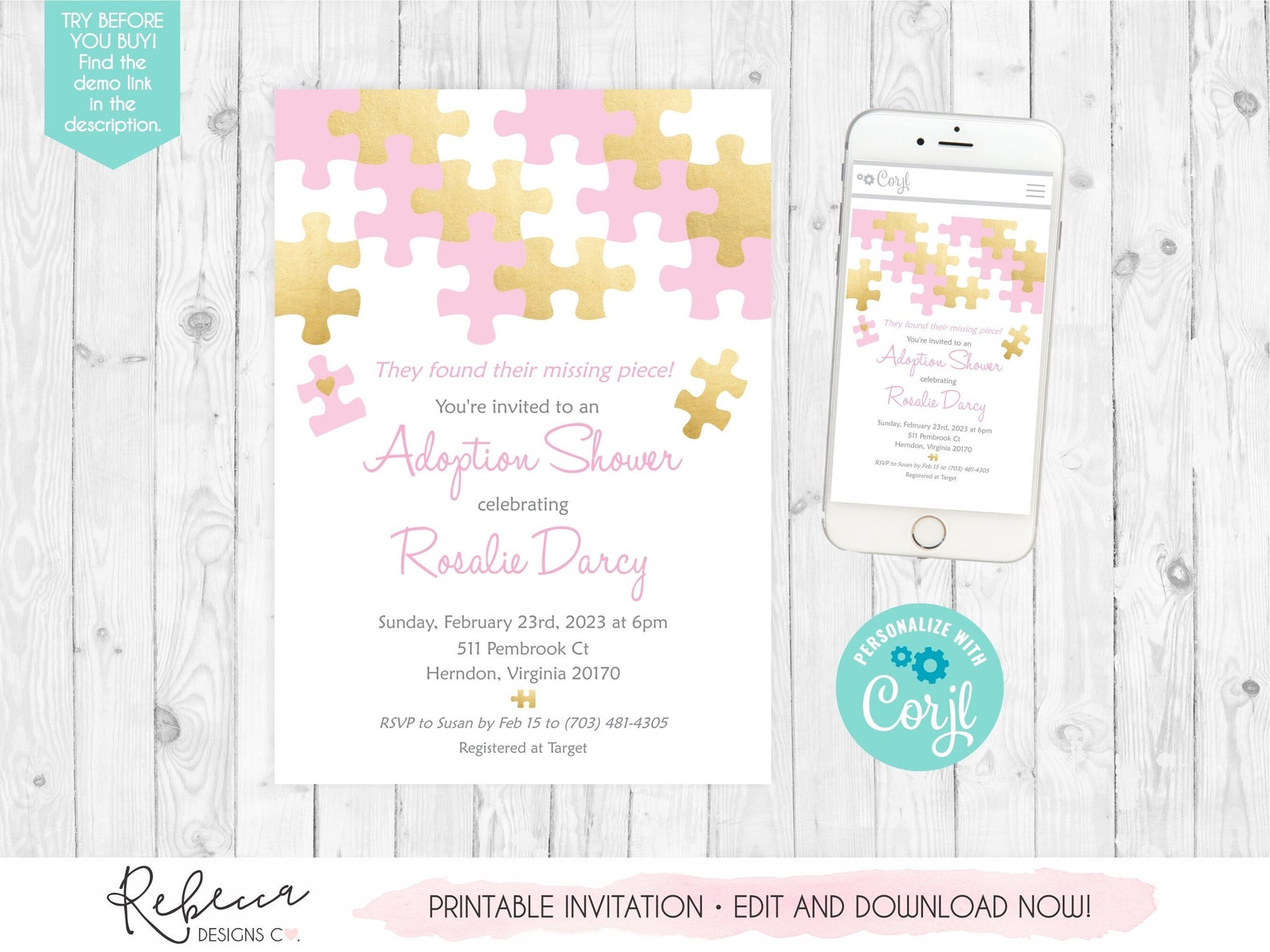 Adoption Baby Shower Invitation Adoption Party Puzzle - Etsy