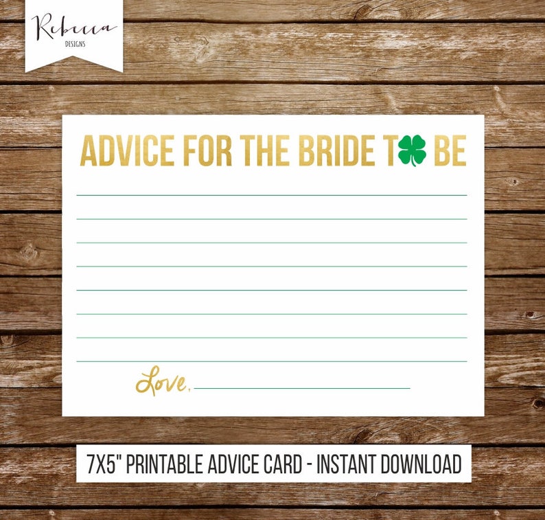Advice for the Bride to Be Printable Advice Card Lucky in Love | Etsy