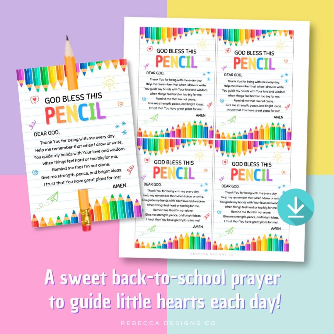Pencil Prayer Tag Back to School Prayer Backpack Blessing Backpack ...