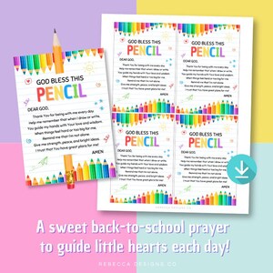 Pencil Prayer Tag Back to School Prayer Backpack Blessing Backpack ...