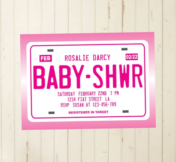 Girl baby shower license baby shower license plate car baby shower ...