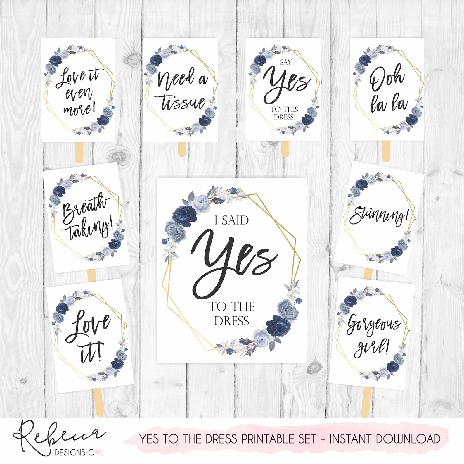 Positive Say Yes to the Dress Signs Printable Set I Said Yes - Etsy