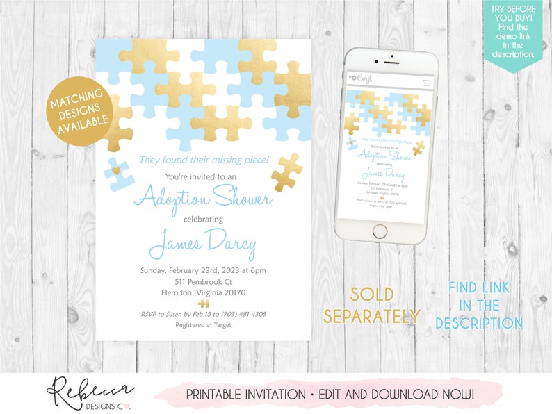 Adoption Baby Shower Invitation Adoption Party Puzzle - Etsy