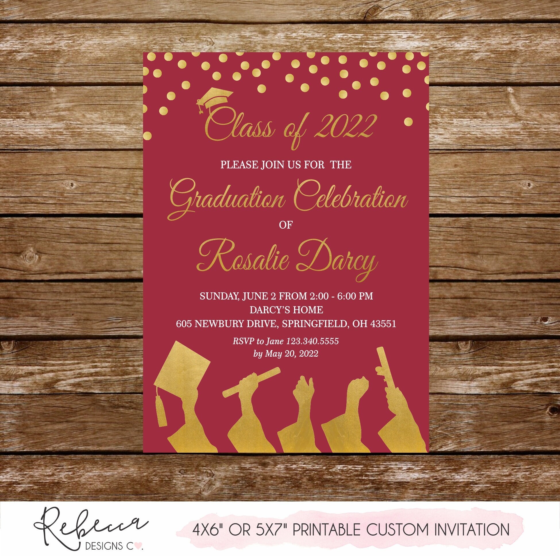 Graduation Invitations 2022 Red