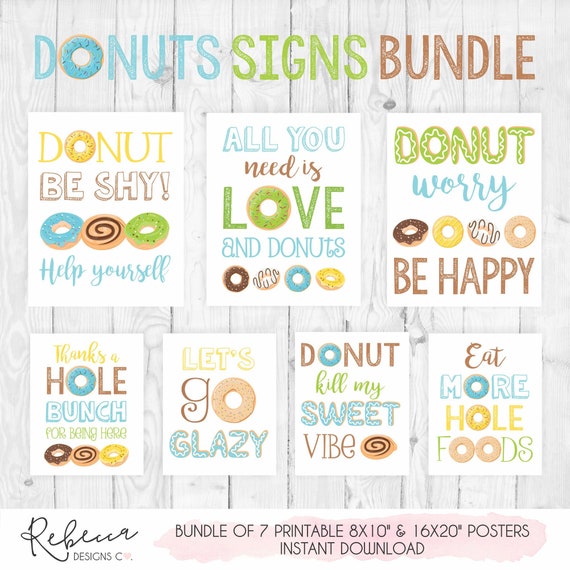 Donuts signs bundle printable donut party signs donut birthday decor ...