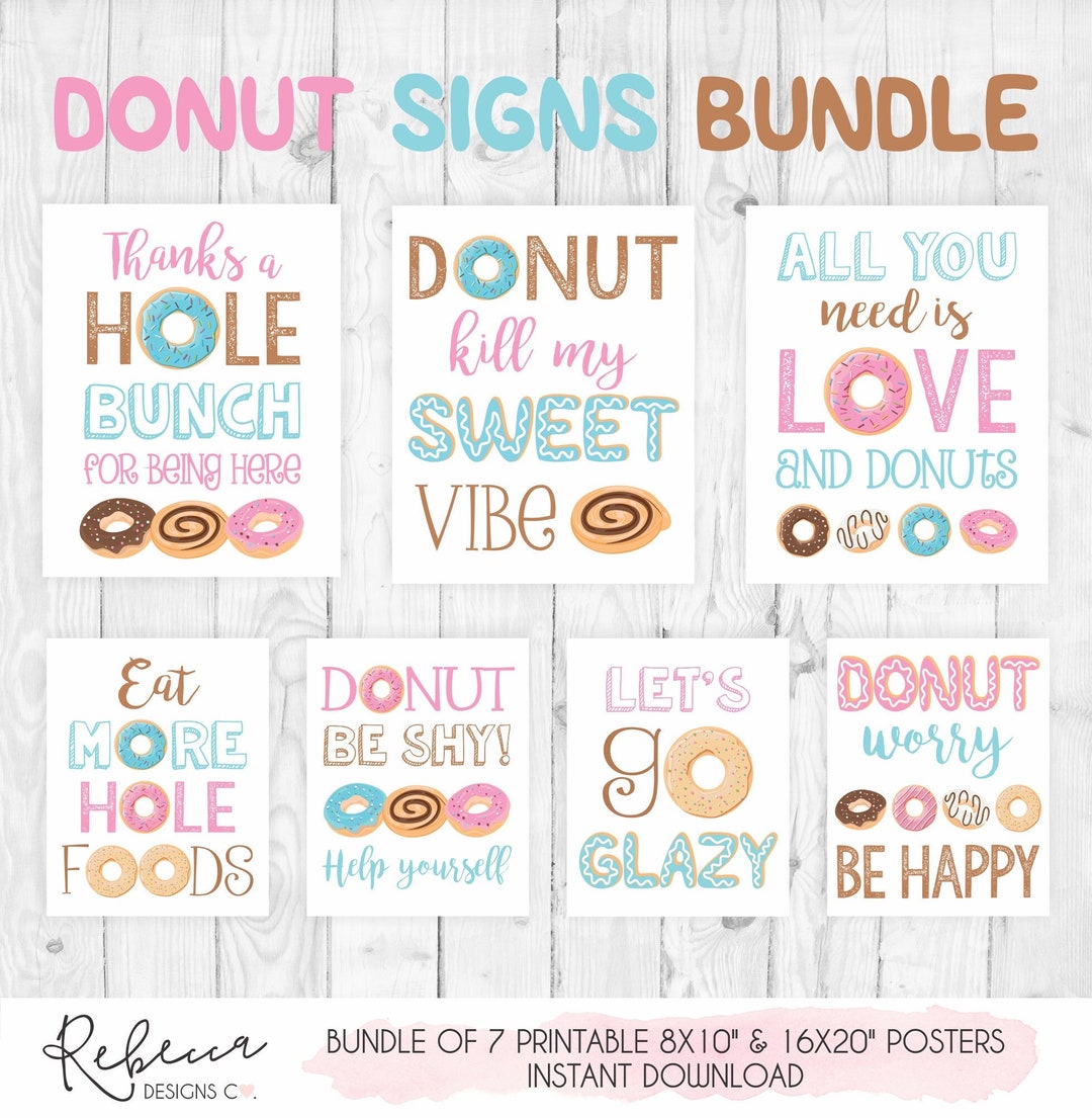 Donuts Signs Bundle Printable Donut Party Signs Donut Birthday Decor ...