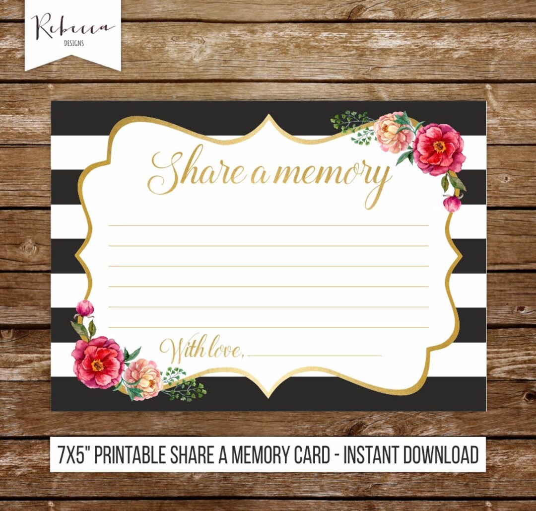 Share a Memory Card Memories of Bride and Groom Printable Card - Etsy