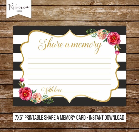 Share a memory card memories of bride and groom printable card wedding ...
