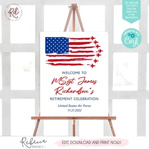Air Force Retirement Welcome Sign Printable Military Retirement Party ...