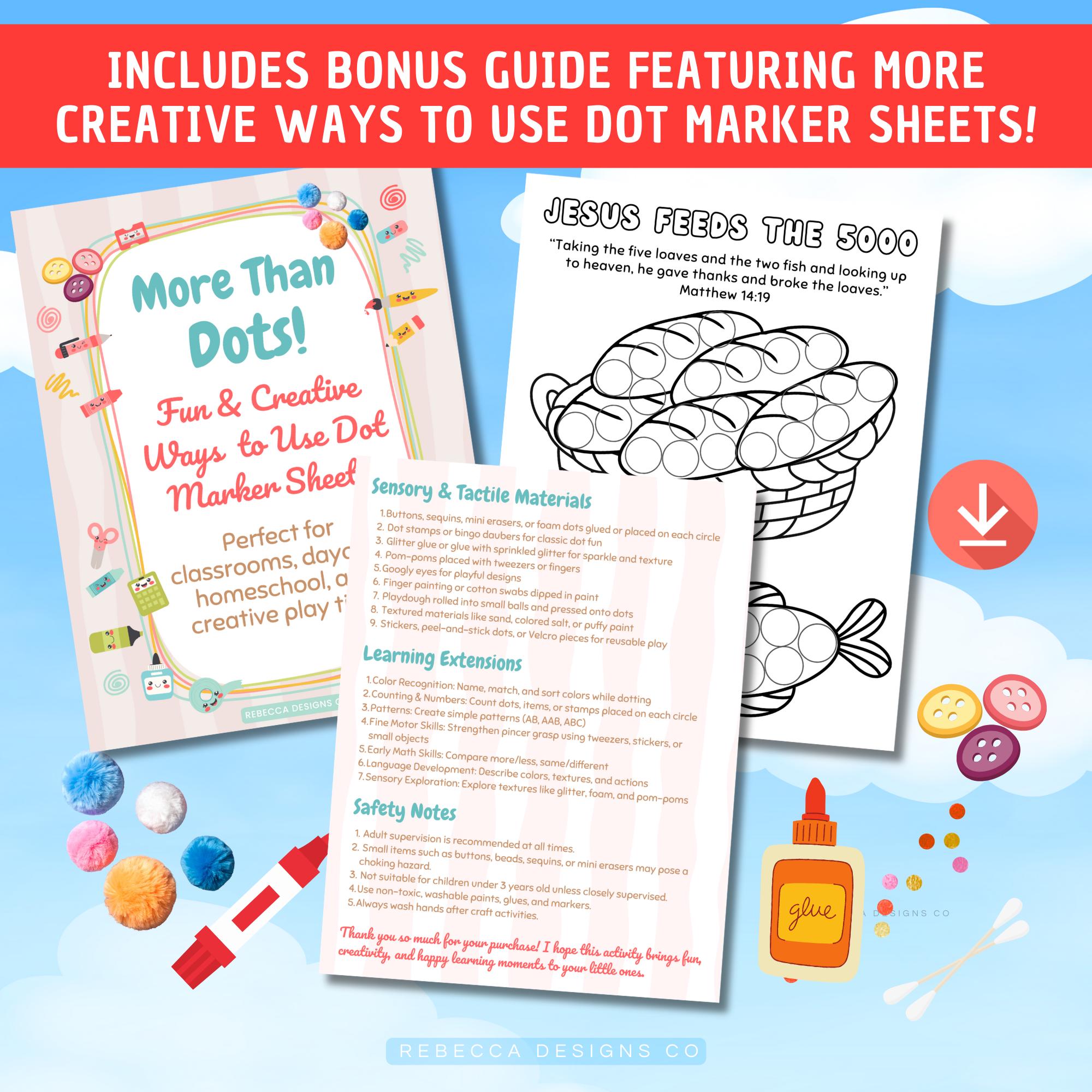 Jesus Feeds 5000 Dot Marker Craft Printable Sunday School Activity Fish ...