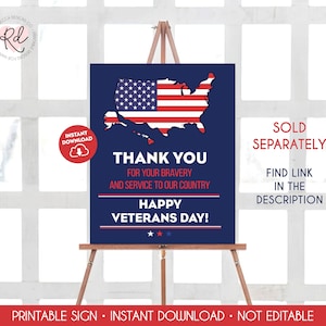 Veteran's Day Sign Printable Thank You for Your Service Military First ...