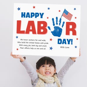 Labor Day Handprint Printable Craft Labor Day Footprint Art Patriotic ...