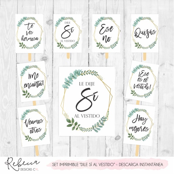 Say Yes to the Dress Signs in Spanish Printable Set Dile Si Al | Etsy