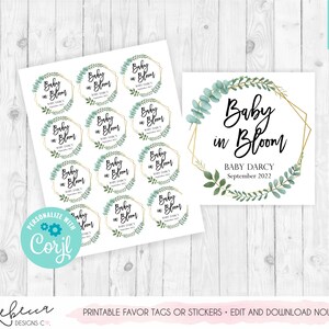Baby in Bloom Favor Tags Watch Me Grow Tags Succulent Favor Tags Plants ...