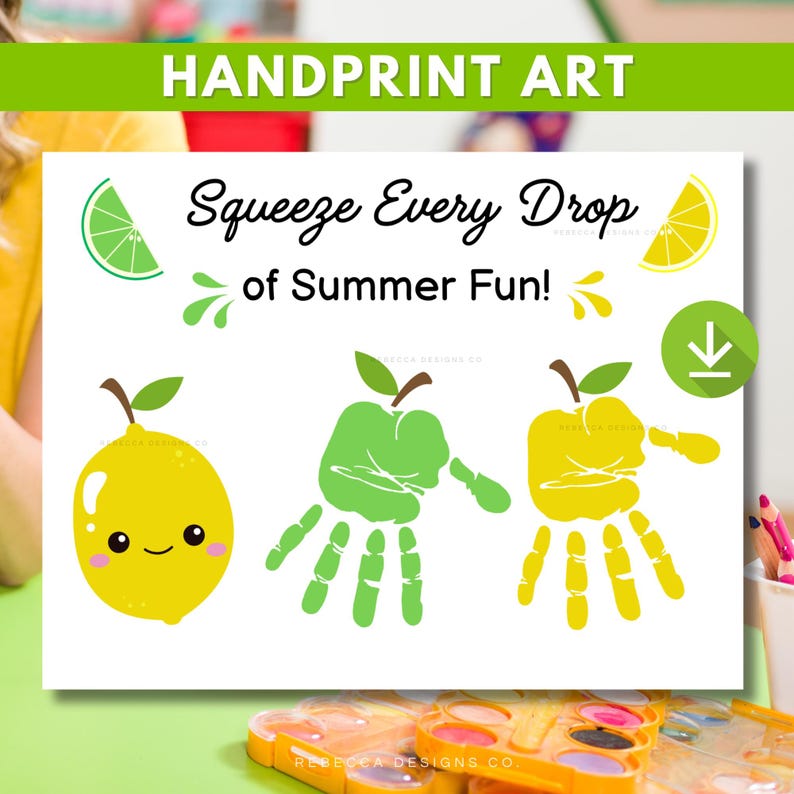 Lemon Handprint Art Summer Handprint Art Summer Camp Preschool Activity ...