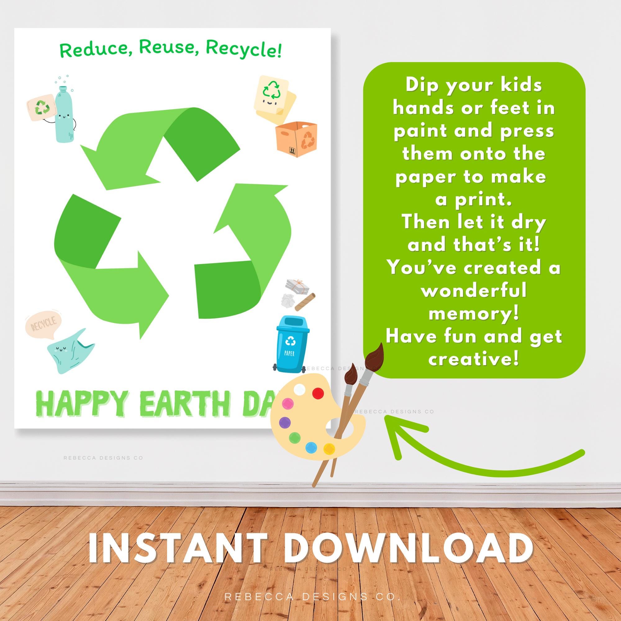 Recycle Earth Day Handprint Art Craft for Preschool Earth Day Printable ...