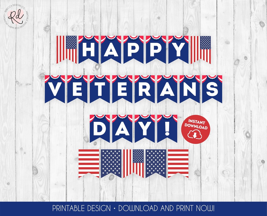 Happy Veterans Day Banner Printable Veterans Day Decor Veterans Day ...