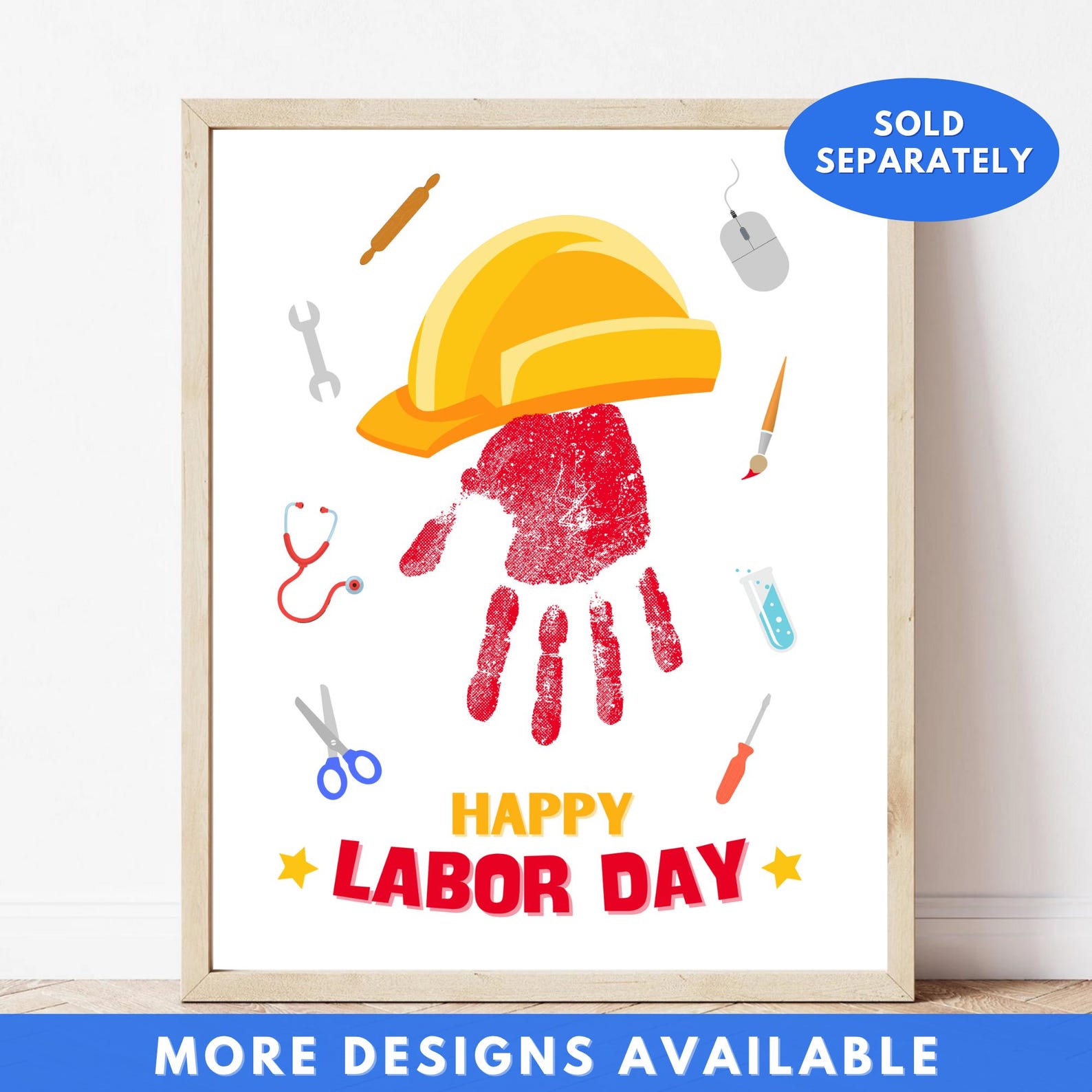 Labor Day Handprint Printable Craft Labor Day Footprint Art Patriotic ...