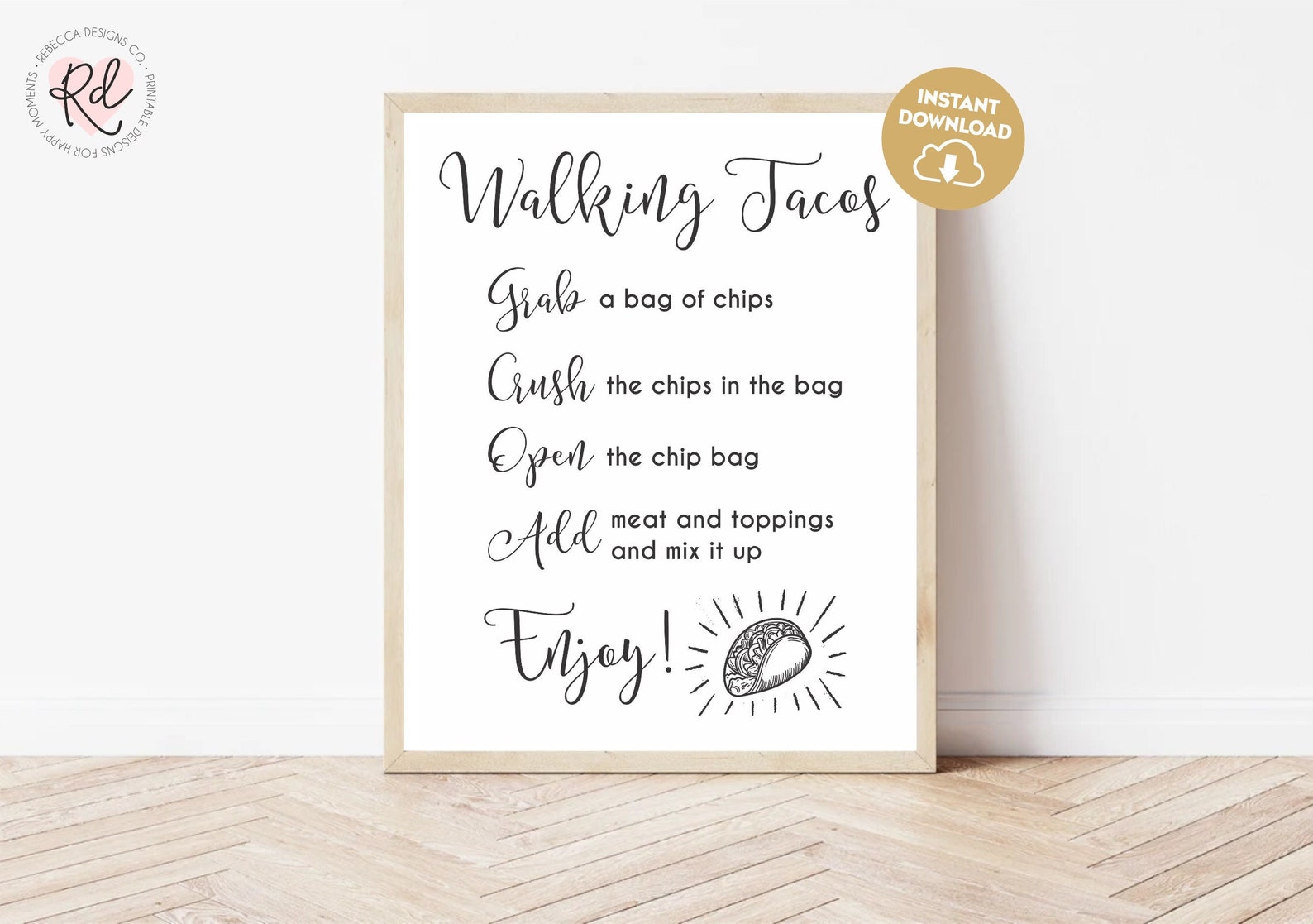 Taco Bar Sign Wedding Tacos Sign Printable Walking Tacos Sign - Etsy