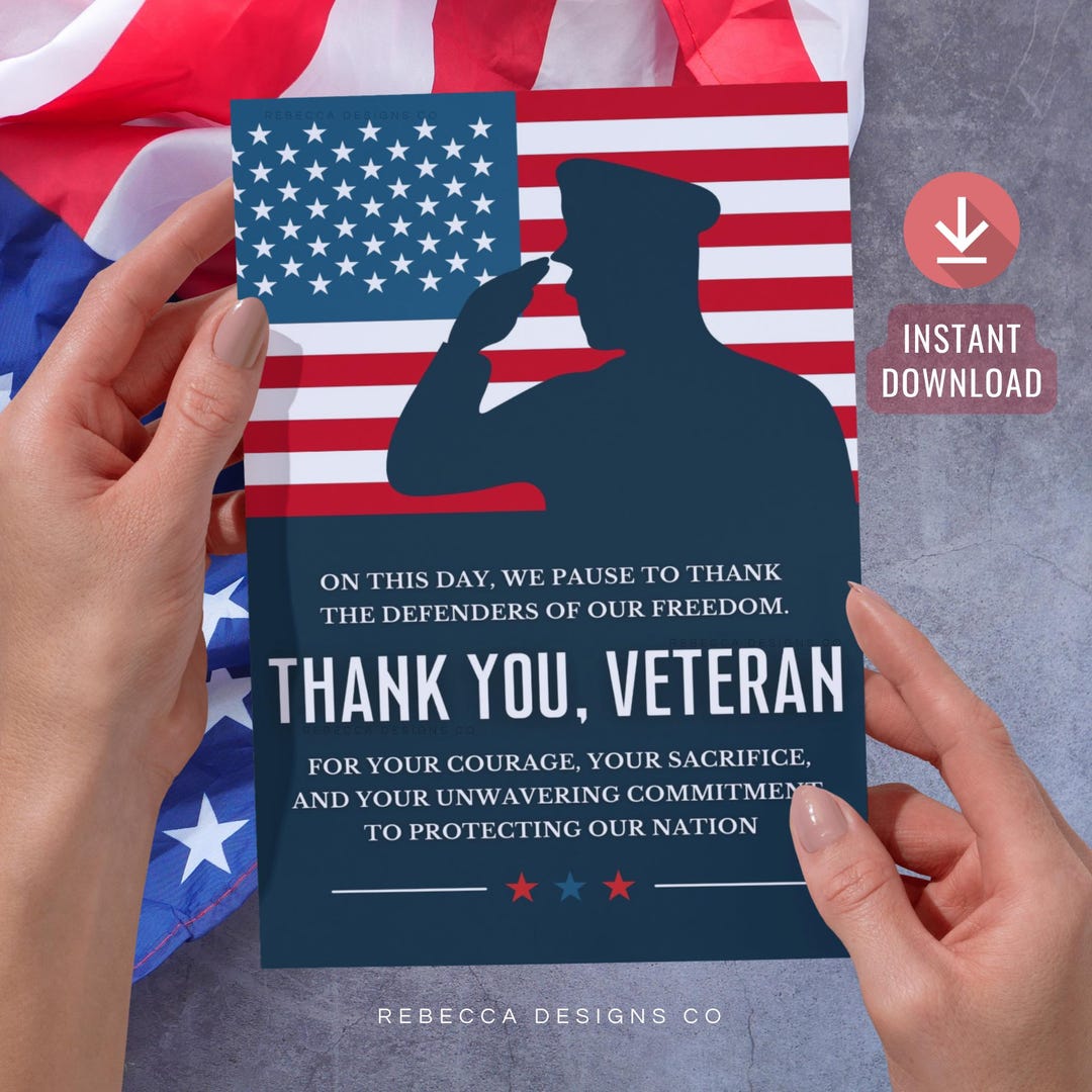 Memorial Day Card Thank You Veterans Day Card Thank You for Your ...