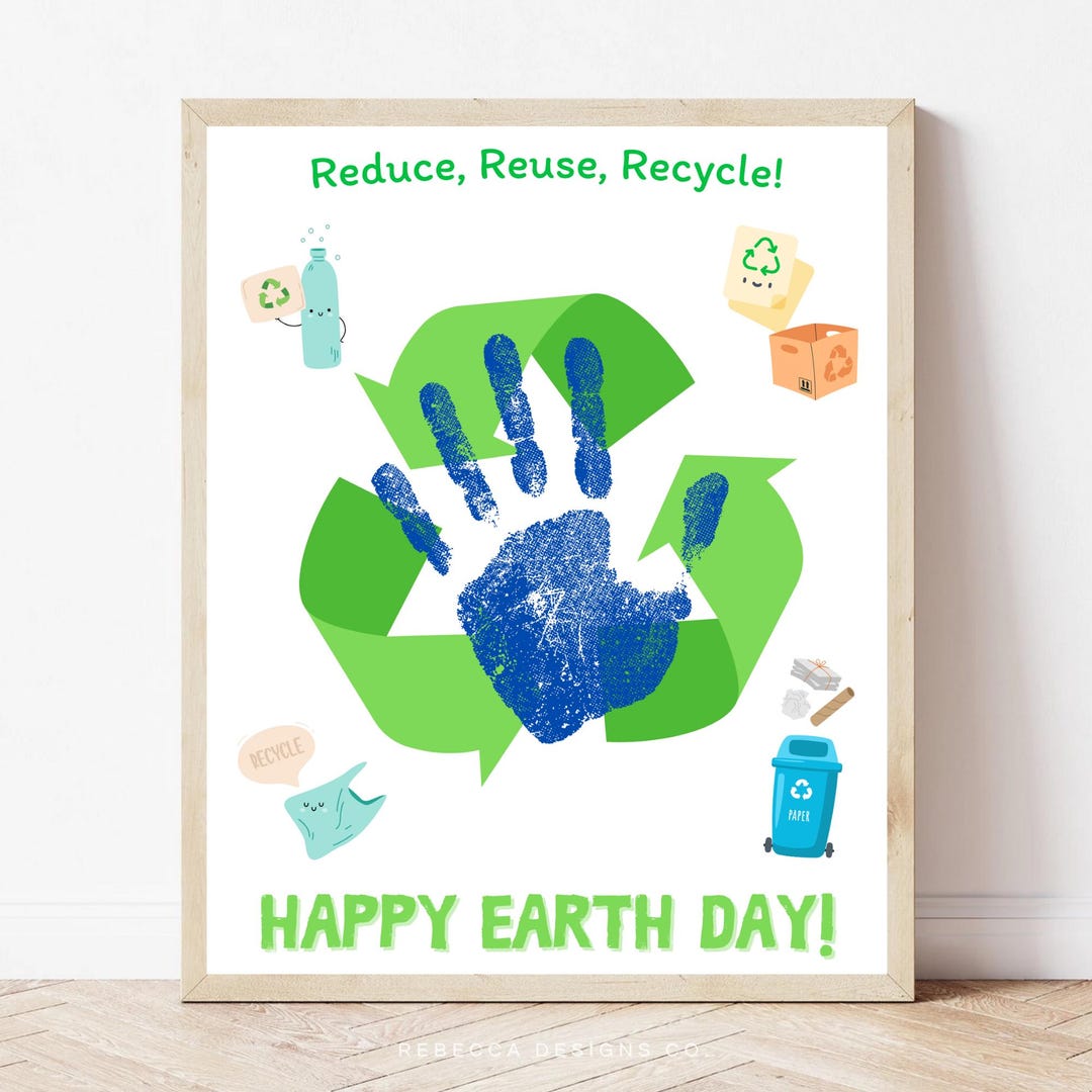 Recycle Earth Day Handprint Art Craft for Preschool Earth Day Printable ...