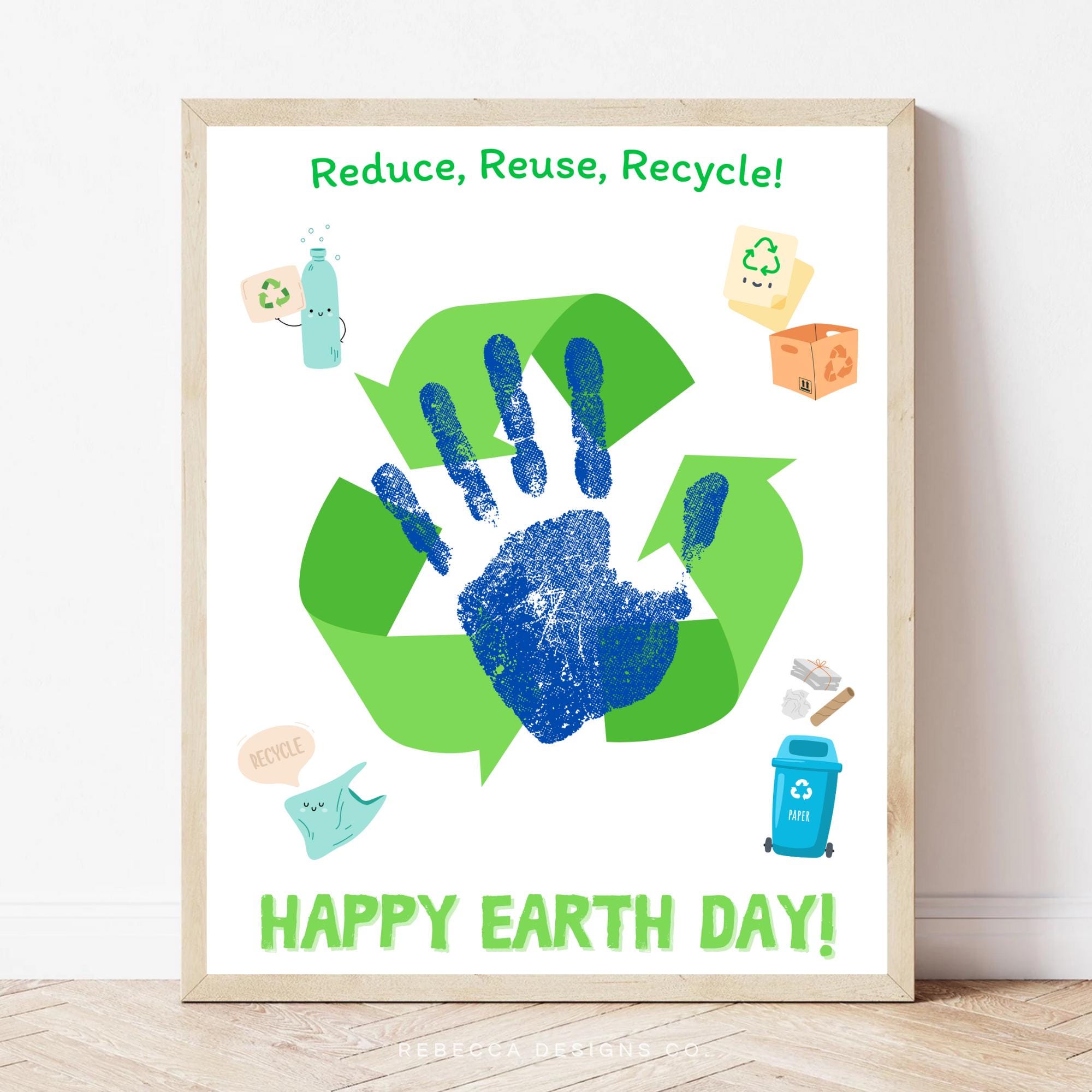 Recycle Earth Day Handprint Art Craft for Preschool Earth Day Printable ...