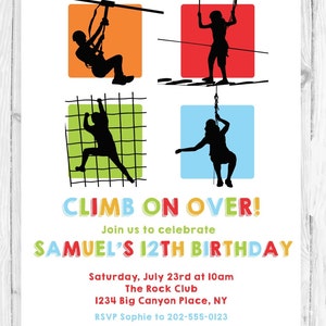 Obstacle Course Birthday Ropes Course Invitation Boy Zipline Invitation ...