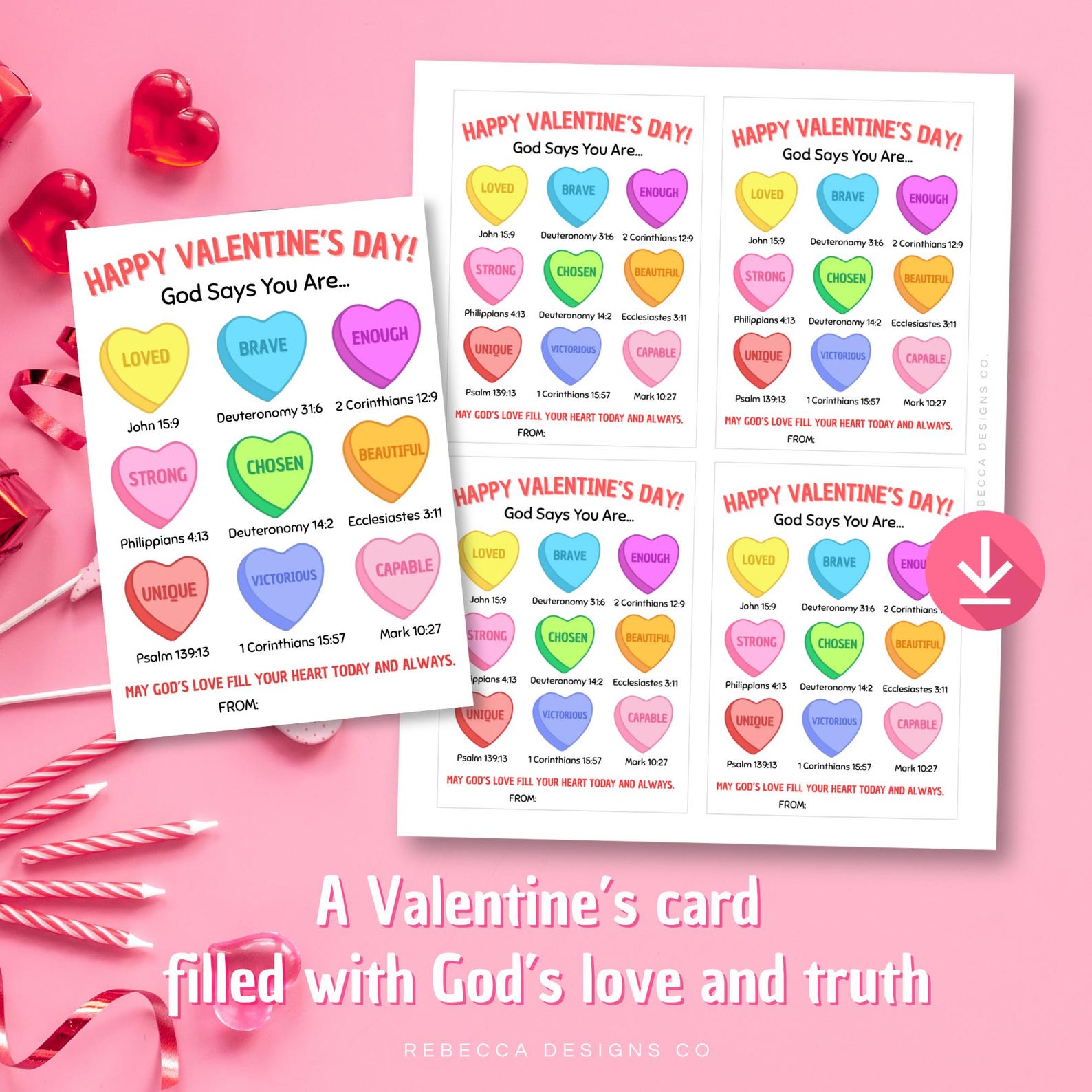Valentine's Day Bible Verse Scripture Cards for Kids Church Valentines ...