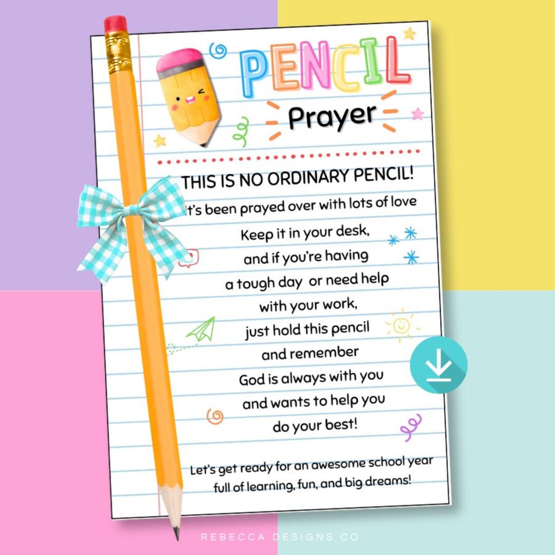 Pencil Prayer Tag Backpack Blessing Back to School Blessing Backpack ...