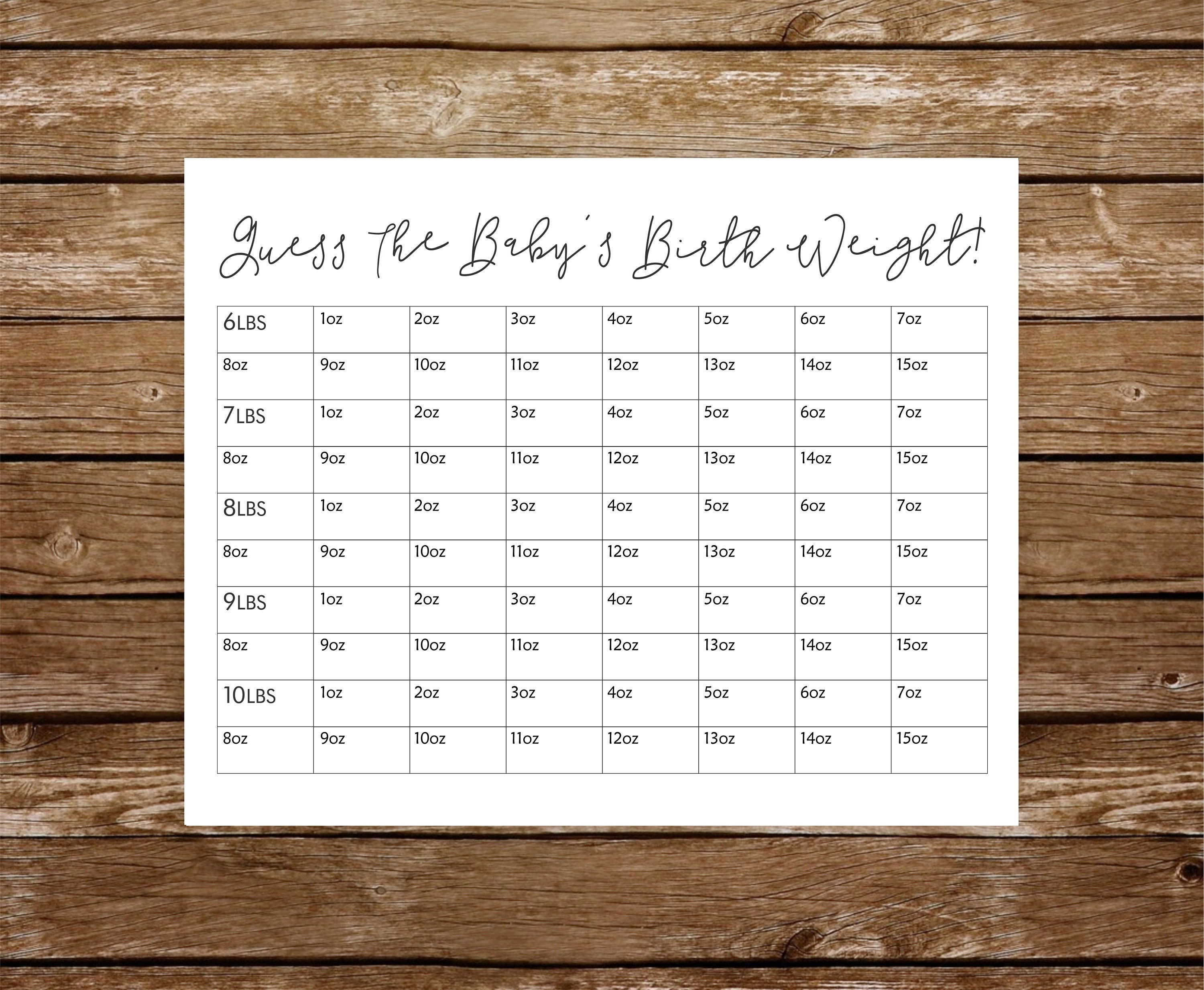 Guess the Baby Weight Baby Shower Game Guessing Game Baby - Etsy UK