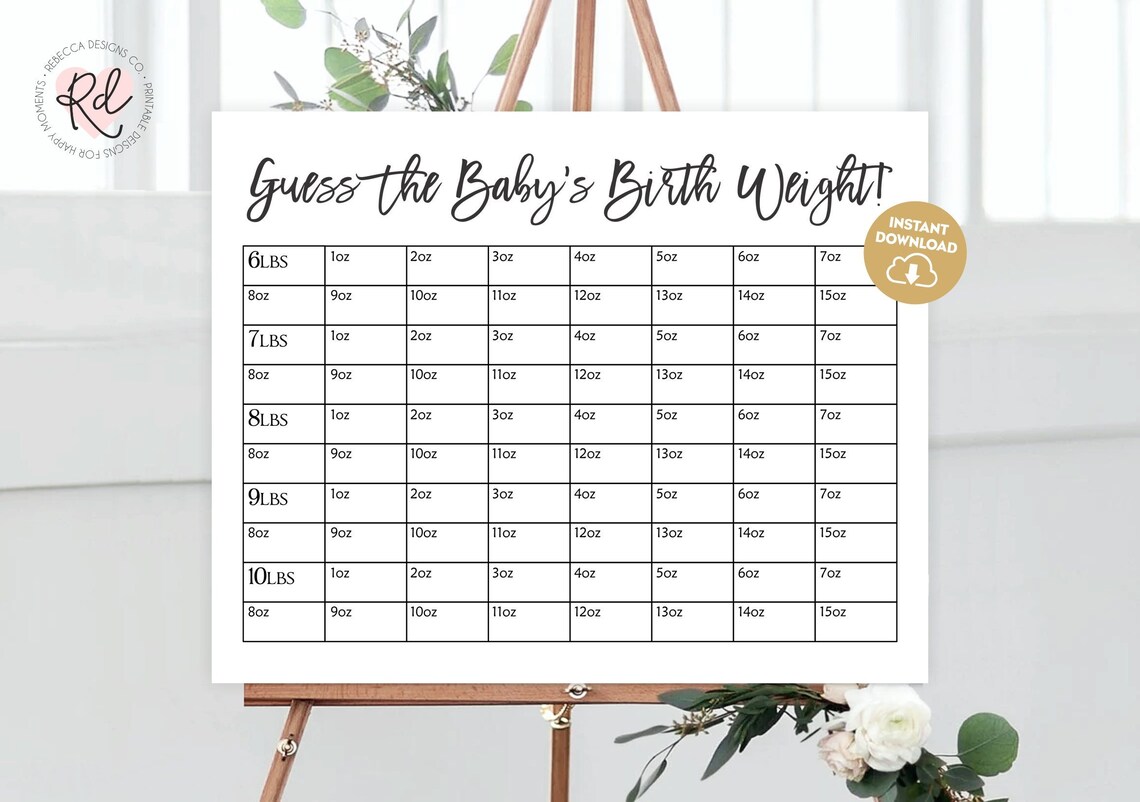Guess the Baby's Weight Baby Shower Game Guessing Game - Etsy