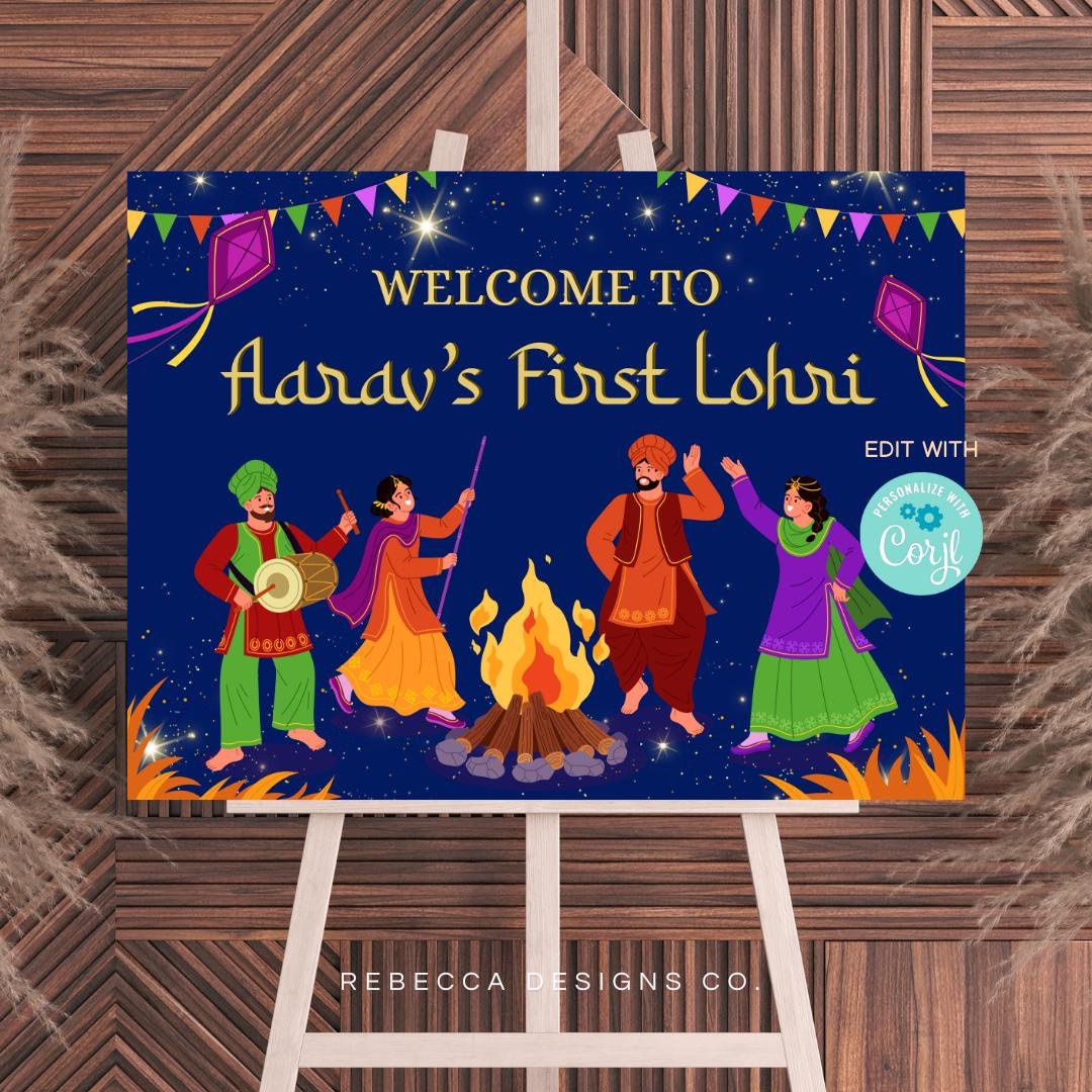 Editable Lohri Welcome Sign Lohri Welcome Poster Lohri Decor Lohri ...