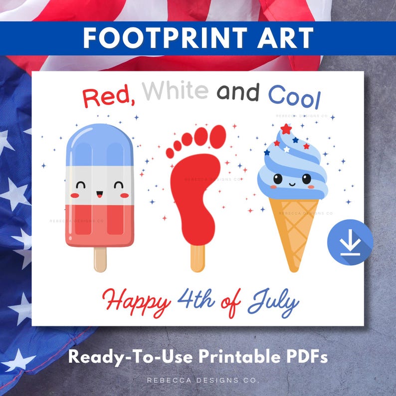 4th of July Footprint Craft 4th of July Footprint Art Popsicle ...