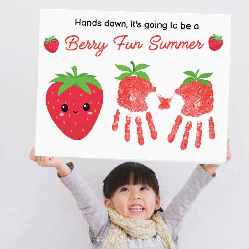 Strawberry Handprint Art Summer Handprint Art Summer Camp Preschool ...