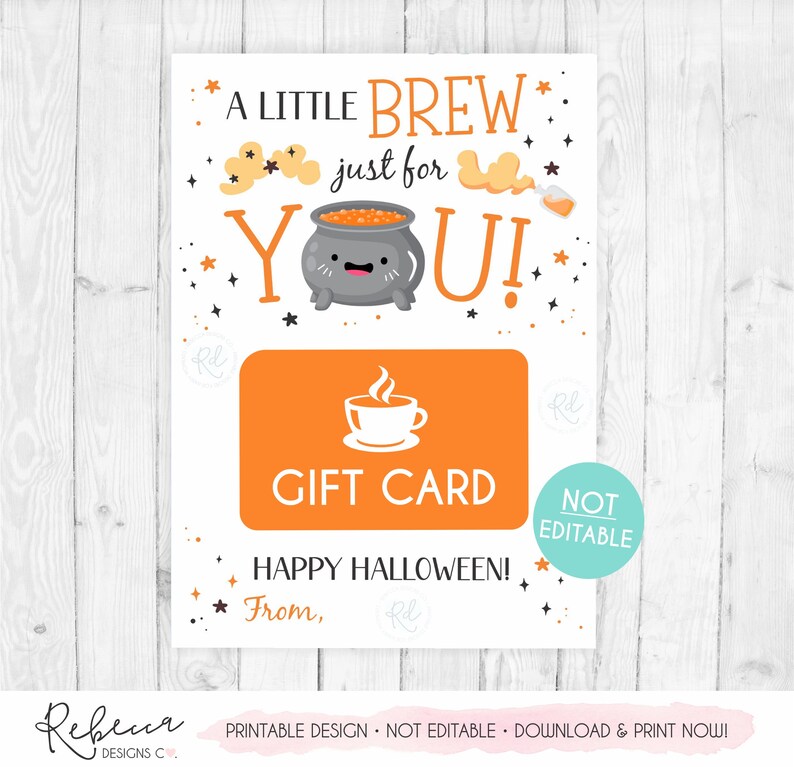 Halloween Coffee Gift Card A Little Brew Just for You Gift Card Holder ...