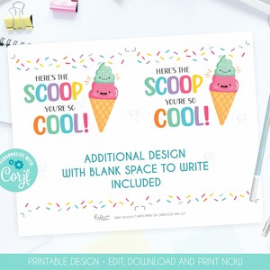 Here's the Scoop Gift Card Holder Editable Ice Cream Gift Card ...