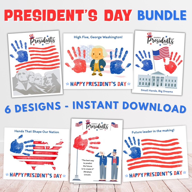 President's Day Handprint Craft Bundle Presidents Day Art Classroom ...