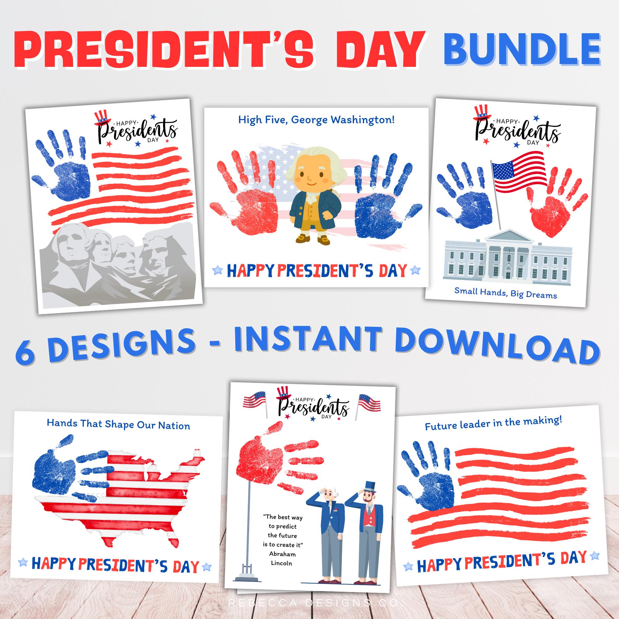 President's Day Handprint Craft Bundle Presidents Day Art Classroom ...