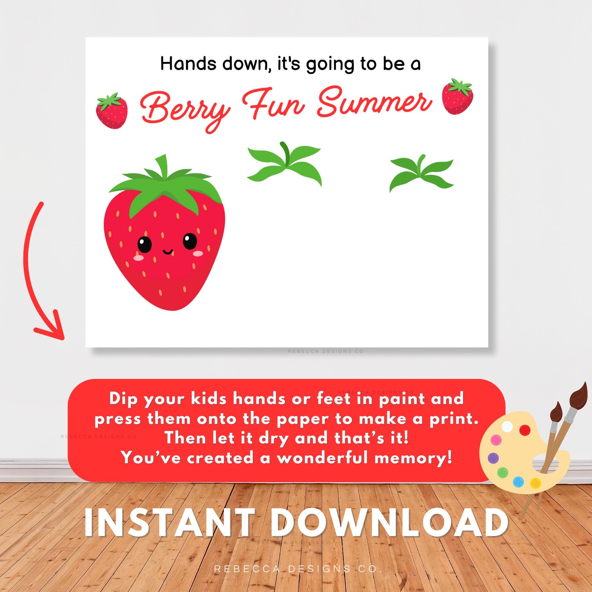Strawberry Handprint Art Summer Handprint Art Summer Camp Preschool ...