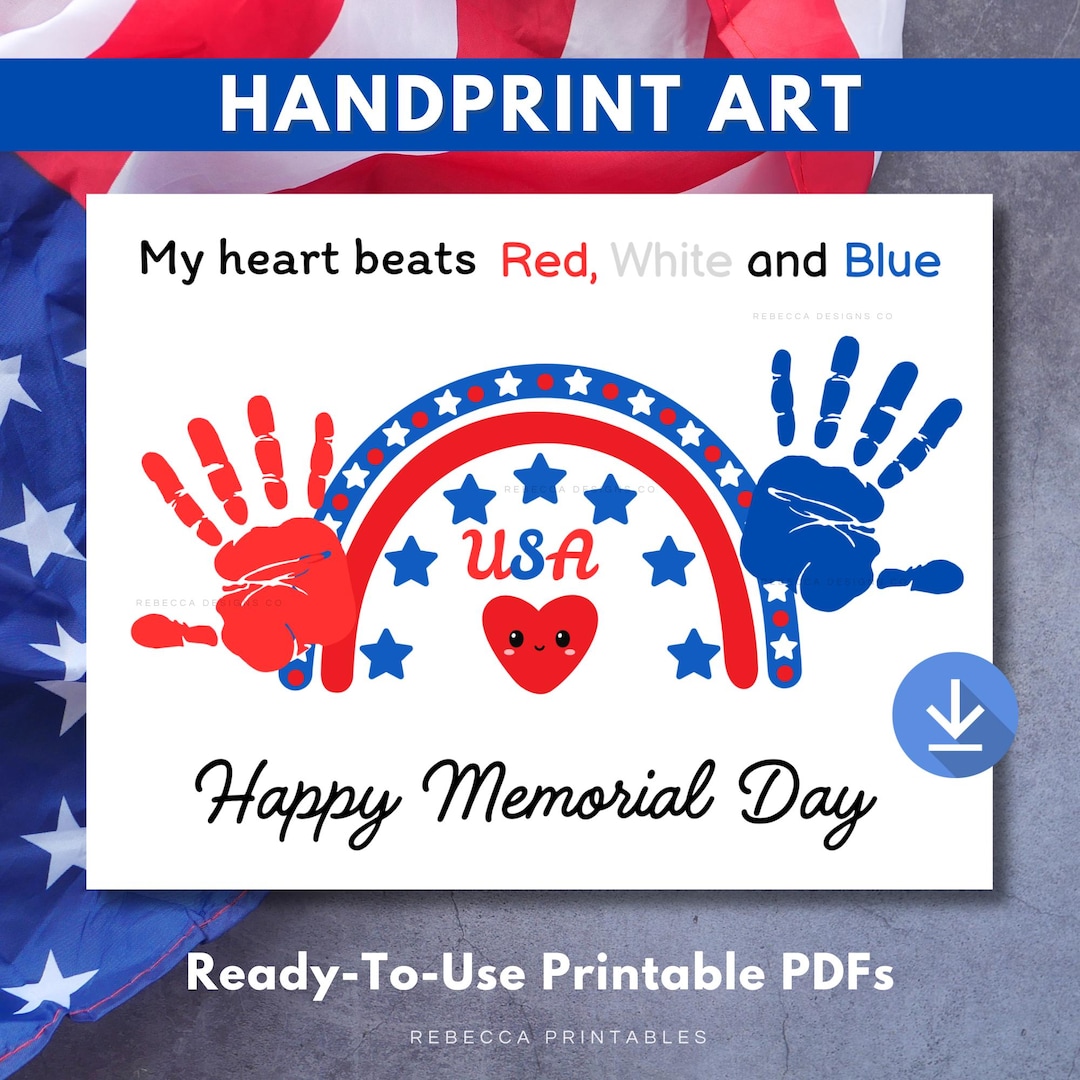Memorial Day Handprint Memorial Day 2025 Toddler Art Patriotic Kids ...