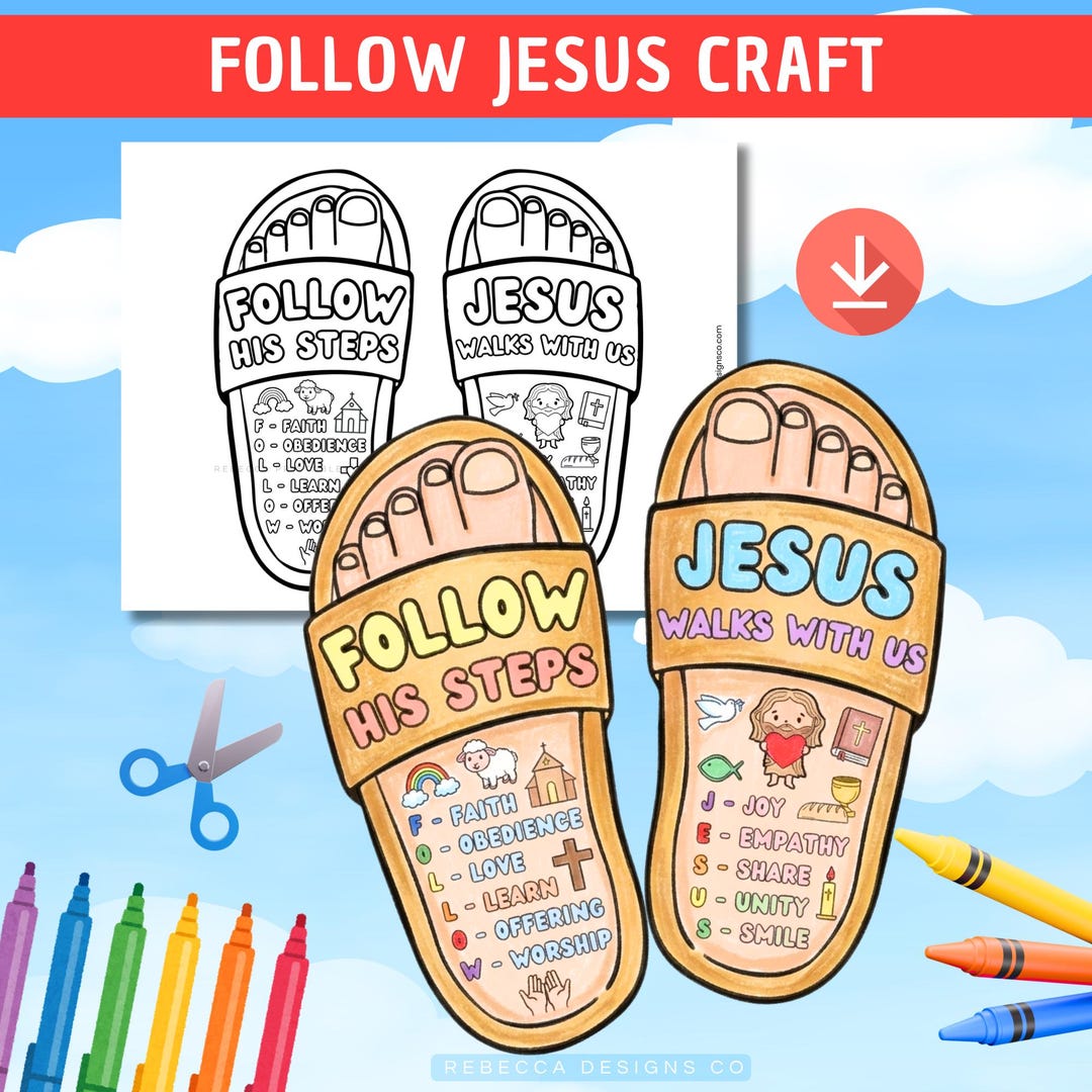 Follow Jesus Sandals Printable Coloring Page Activity for Kids Sunday ...