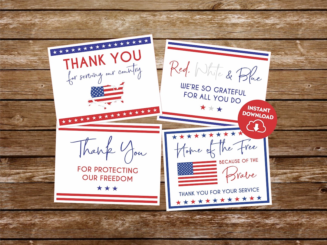 Patriotic Thank You Cards Small Acts of Kindness Printable Cards ...
