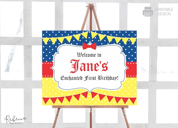 Snow white welcome sign printable fairy tale birthday sign snow white ...