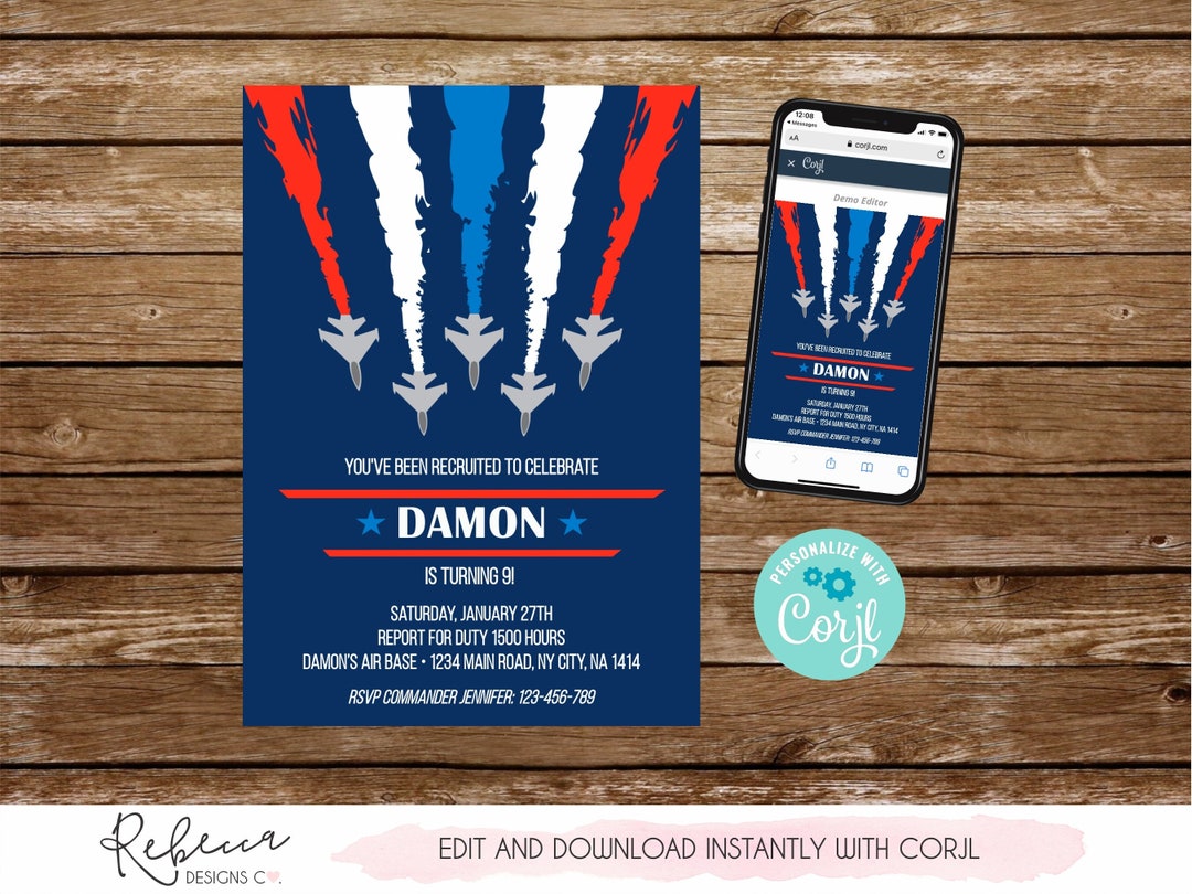Air Force Birthday Invitation Military Birthday Invitation - Etsy