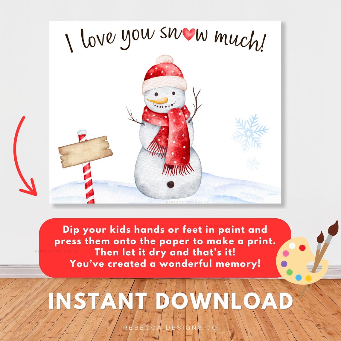 Snowman Handprint Art I Love You Snow Much Christmas Winter Handprint ...