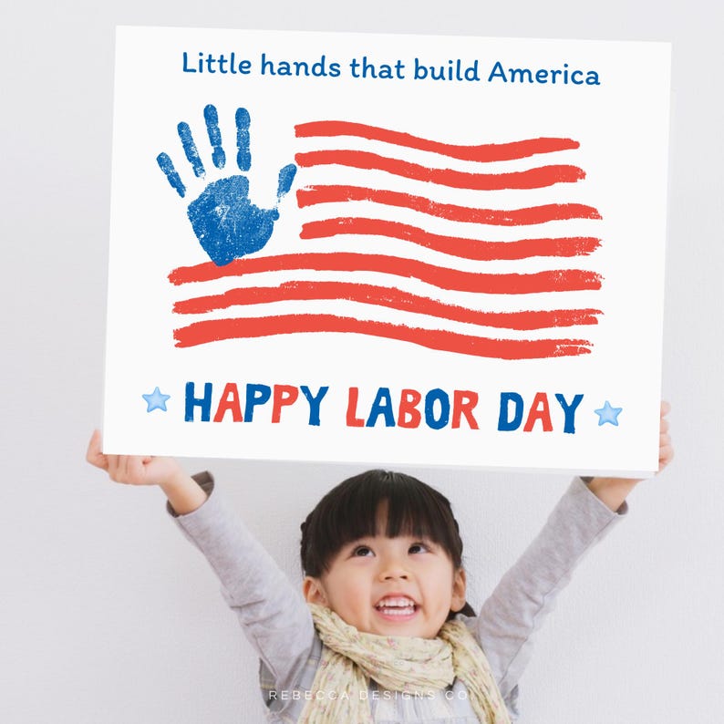 Handprint Labor Day Craft USA Flag Labor Day Activity for Kids Tools ...