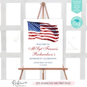 American Flag Sign Retirement Party Decor Military Retirement US Flag ...