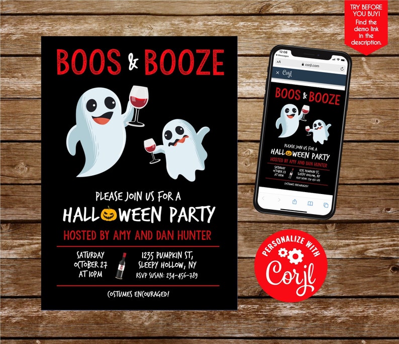 Boos and Booze Invitation You've Been Boozed Halloween - Etsy