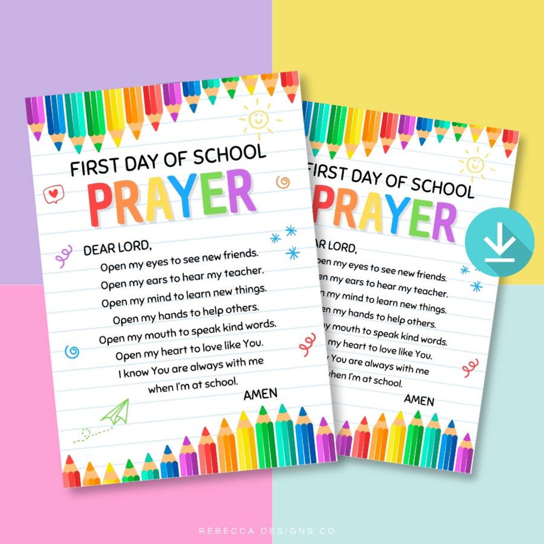 First Day of School Prayer Tag Printable Back to School Prayer Gift Tag ...