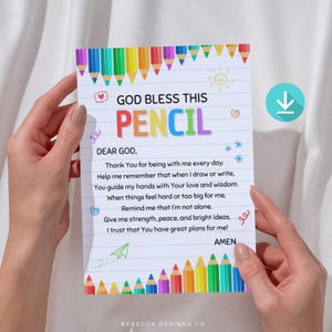 Pencil Prayer Tag Back to School Prayer Backpack Blessing Backpack ...